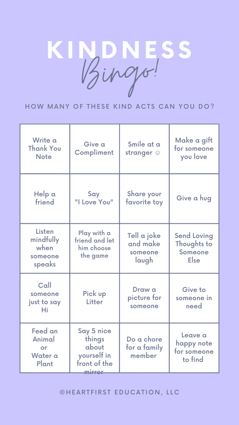 Kindness Bingo | HeartFirst Education